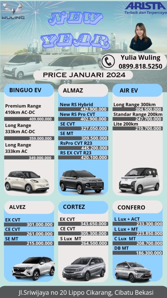 Harga Kendaraan Wuling Update Maret 2024 | Wuling Cikarang